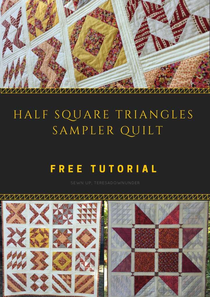 16 Half Square Triangles (HST) sampler quilt – free pattern ...