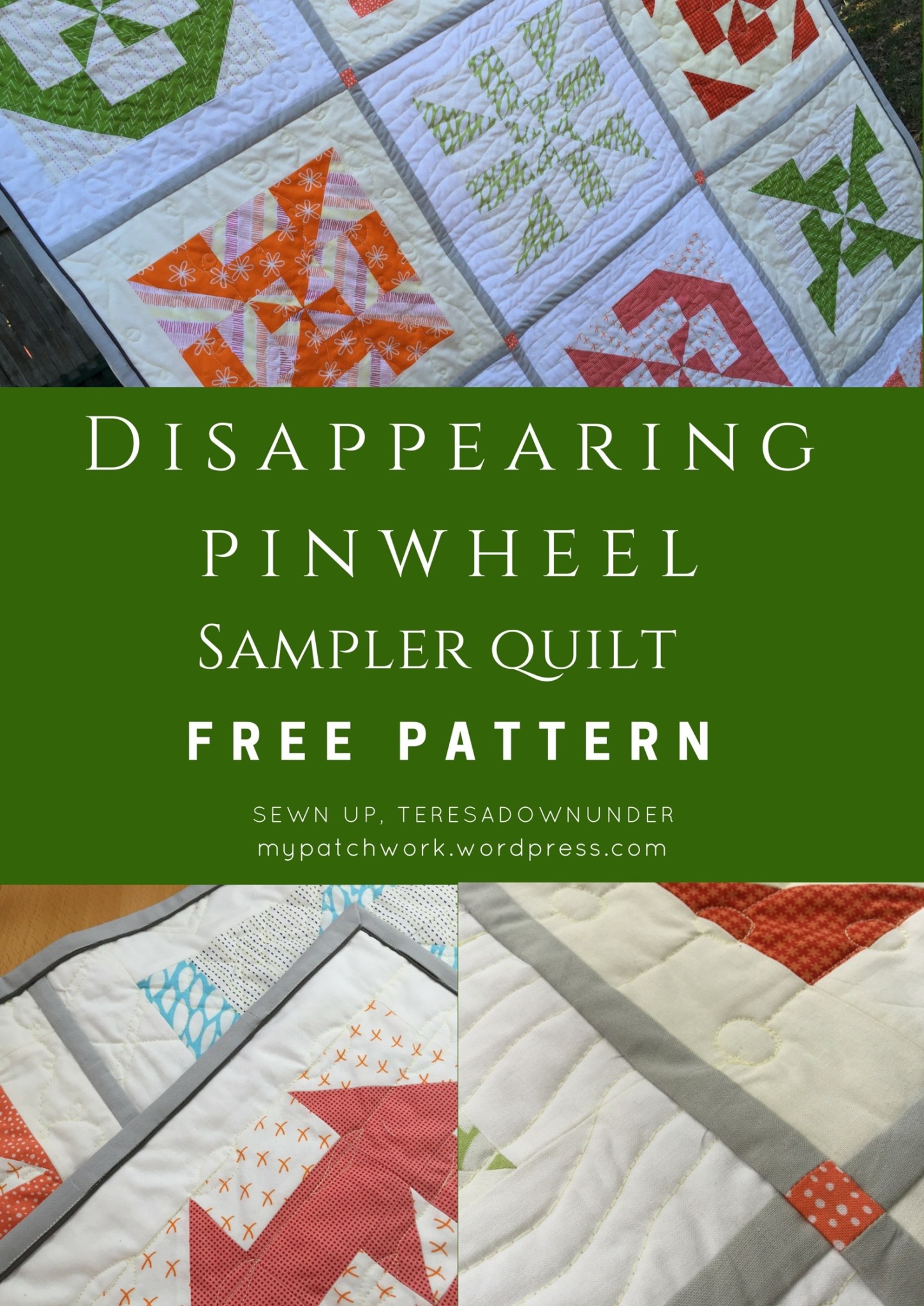 Disappearing pinwheel sampler quilt – free tutorials – teresadownunder.com