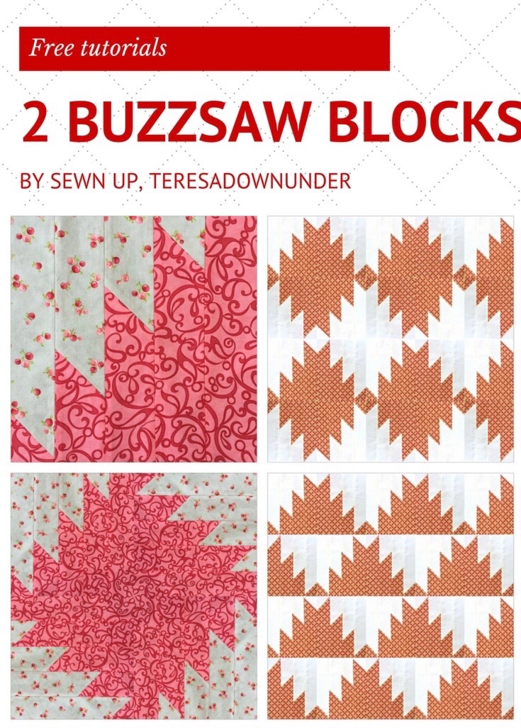 Two buzz saw quilting blocks – video tutorials – teresadownunder.com