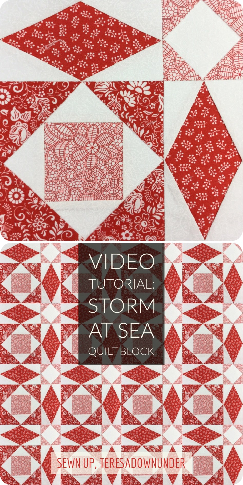 Video tutorial: Storm at sea quilt block – version 1 – teresadownunder.com