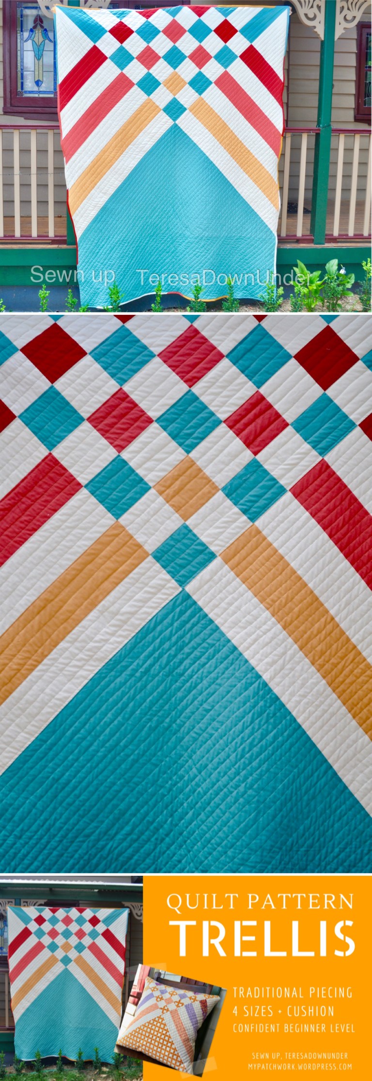 Quilt pattern: Trellis – beginner modern quilt – teresadownunder.com