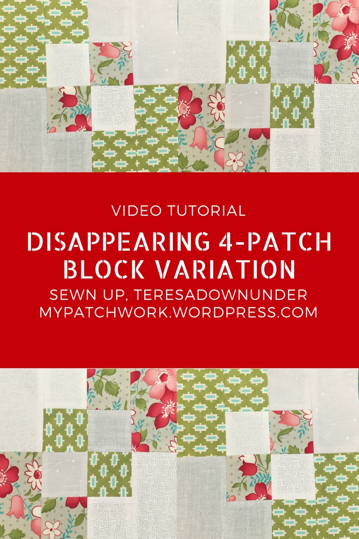 2-minute video tutorial – Disappearing 4-patch quilt block variation ...