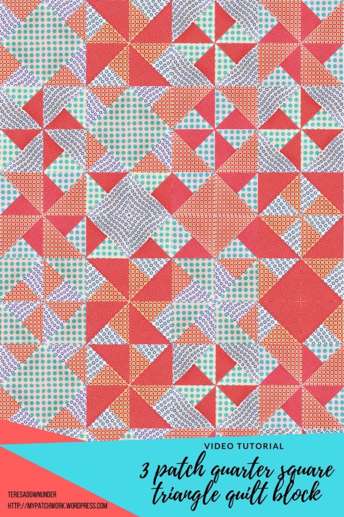 2 minute video tutorial: 3 quarter square triangles quilt block ...