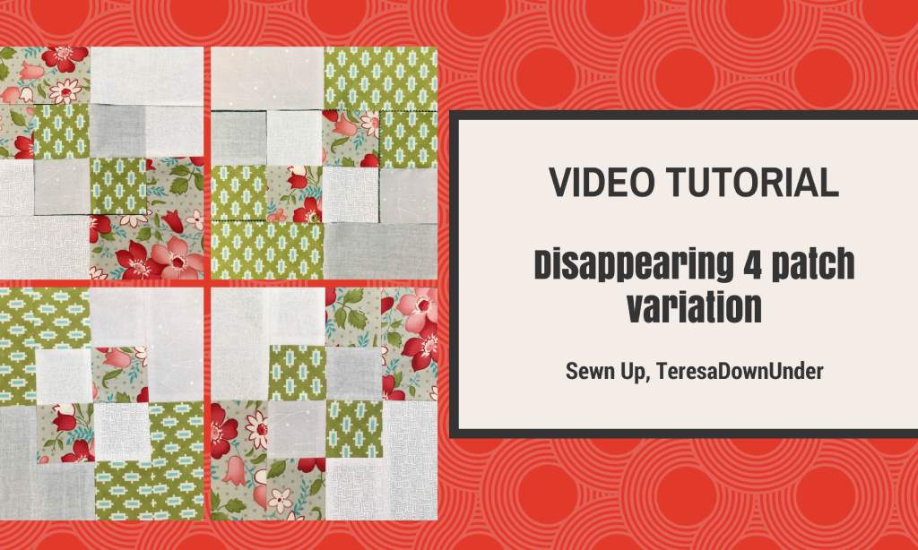 2-minute video tutorial – Disappearing 4-patch quilt block variation ...