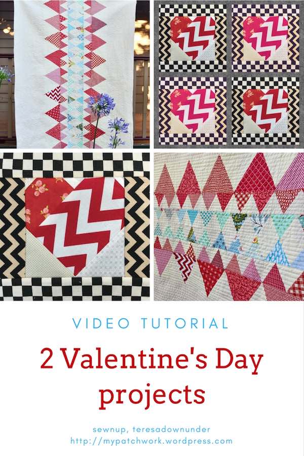 Video tutorial: 2 Valentine’s Day quilting projects – teresadownunder.com