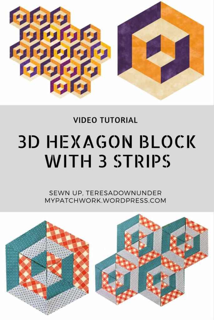2-minute video tutorial: 3D hexagon quilt block – teresadownunder.com