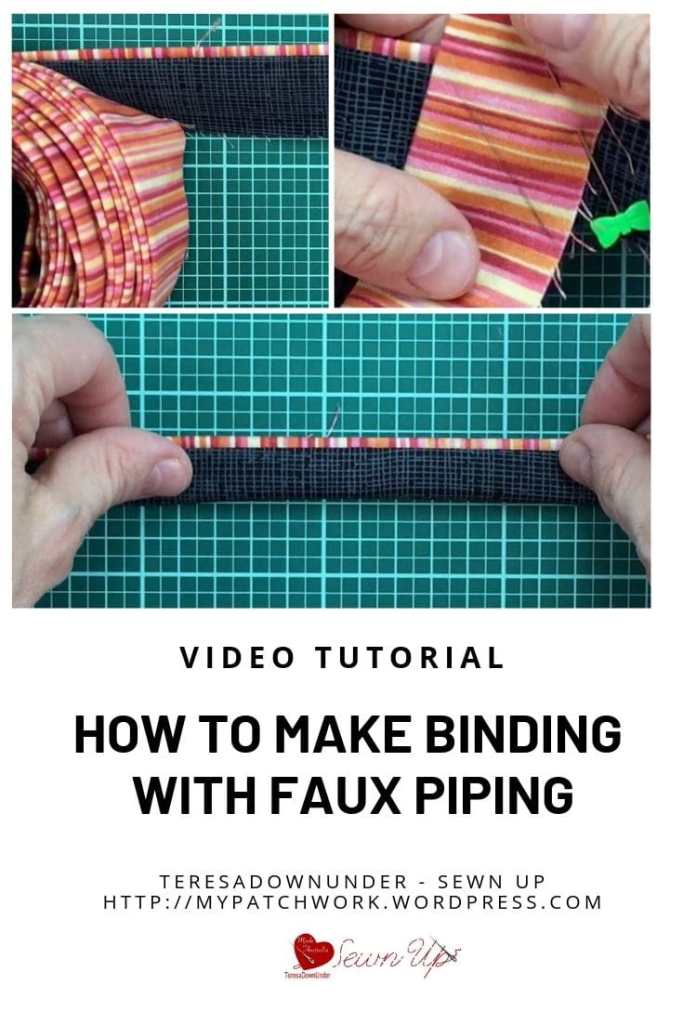 How to make quilt binding with faux piping or a flange video tutorial – teresadownunder.com