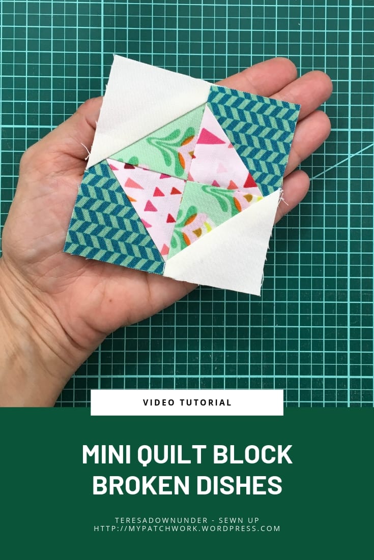 Mini broken dishes quilt block – Tiny quilt QAL – teresadownunder.com