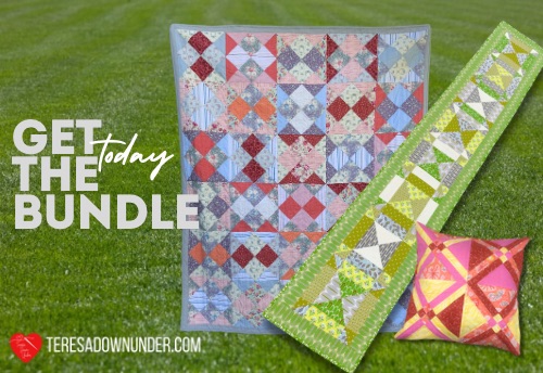 Pattern bundle: Disappearing quarter square triangle quilt block – teresadownunder.com